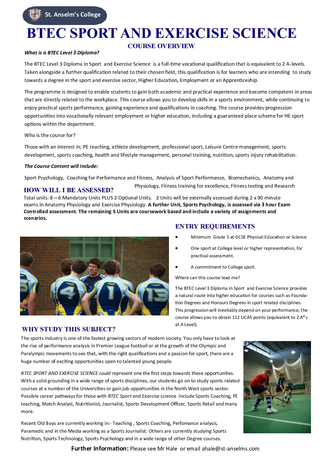 Sport and Exercise (BTEC) - St. Anselm's College